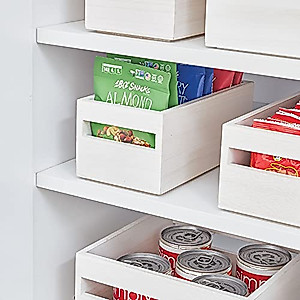 iDesign Renewable Paulownia Wood Collection Divided Storage bin with Handles, 10" x 5" x 4", White Wash