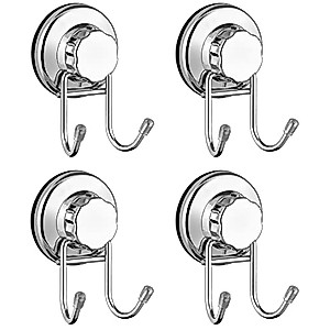 SANNO Suction Cup Shower Caddy with Hooks,Powerful Suction Cup Powerful Vacuum Suction Cup Hooks for Shower