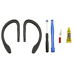 for PowerBeats 3 Ear Hook Loop Clip Silicone Replacement Repair Parts Left and Right Fit Dre Power Beats 3 Wireless Headset Headphone + Tool + Glue (Black)