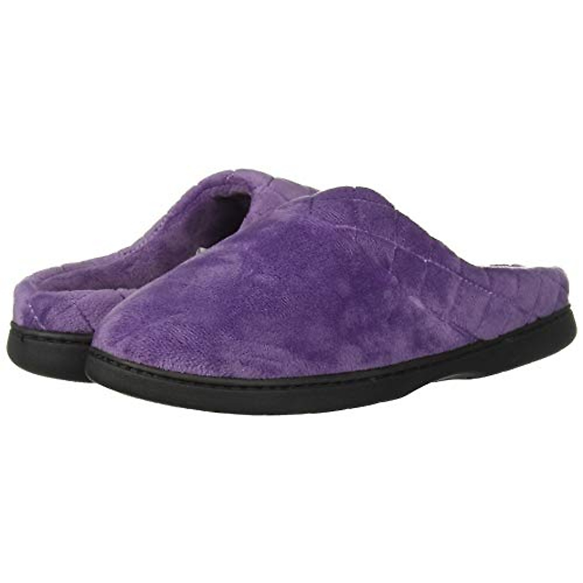 Dearfoams Women's Indoor/Outdoor Memory Foam Darcy Microfiber Velour Clog, Wide Widths Slipper, Smokey Purple, 9-10