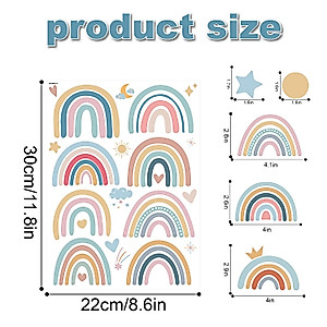 76 PCS Small Boho Rainbow Star Dots Athestic Wall Sticker for Boys Girls Nursery Room Bedroom playroom Study Room Living Room Dance Room