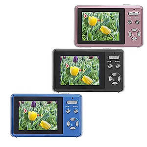 Kids Digital Video Camera, 40MP Children's Camera with 2.4Inch Screen for Boys Girls and Beginners, Video Selfie Camera with 16X HD Zoom Gift for Family/Friends(Pink)