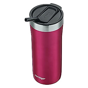 Contigo Streeterville Stainless Steel Vacuum-Insulated Tumbler with Straw and Splash-Proof Slider Lid, Keeps Drinks Hot up to 8hrs or Cold for 24hrs, Great for Travel/Work/School, 24oz Dragonfruit