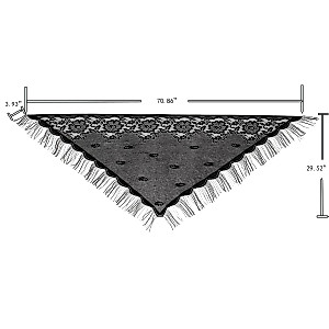 LMVERNA Women's Triangle Floral Scarf Shawl with Tassels, Soft Mesh Fringe Wraps for Wedding Evening Party Dresses