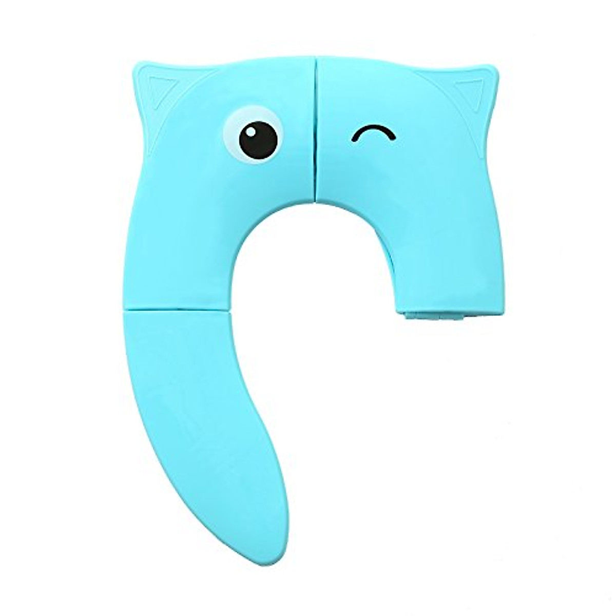 Travel AID Folding Portable Potty Training Toilet Seat Cover Liner, Portable Reusable with Non-Slip Silicone Pads and Carry Bag, for Babies, Toddlers, Kids, Owl Shape (Blue)