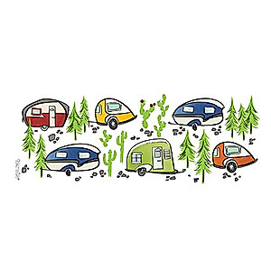 Tervis Retro Camping Made in USA Double Walled Insulated Tumbler Travel Cup Keeps Drinks Cold & Hot, 16oz Mug, Clear