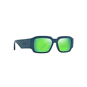 Maui Jim Kupale Rectangle Sunglasses, Shiny Petrol Blue/Mauigreen Polarized, Large
