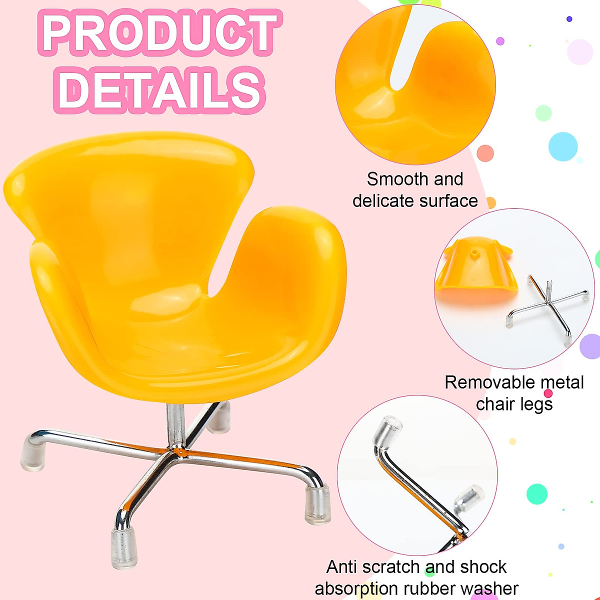 12 Pieces 1:6 Scale Dollhouse Miniature Plastic Chair Colorful Miniature Chair Dollhouse Furniture DIY Mini Armchair Backrest Swivel Egg Chairs for Dolls Dollhouse Accessories Decoration, 6 Colors