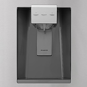 ZLINE 36" Autograph Edition 21.6 cu. ft Freestanding French Door Refrigerator with Water and Ice Dispenser in Fingerprint Resistant Stainless Steel with Champagne Bronze Accents (RFMZ-W-36-CB)