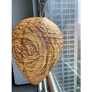 ZeeDix 4 Pack Hanging Paper Fake Wasp Nest Decoy for Outdoor, Home and Garden(8.66"×11",Warm Color)