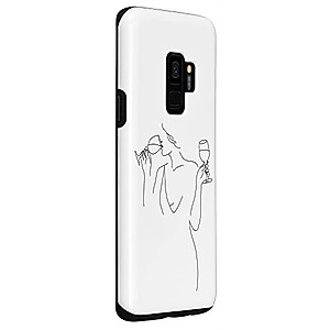 Galaxy S9 Double Fisting Black And White Funny Wine Lover Line Art Case