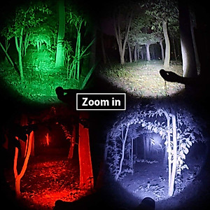 Odepro KL52Plus Zoomable Hunting Light with Red Green White IR850 Interchangeable Modules, Predator Flashlight with Pressure Switch, for Hog Coyote and Varmint Hunting
