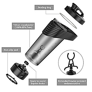 Electric Protein Shaker Bottle USB C Rechargeable Electric Blender Bottles for Protein Mixes with BPA Free, Vortex Portable Mixer Cup Made with Tritan 28 OZ 6500rpm Powerful Black