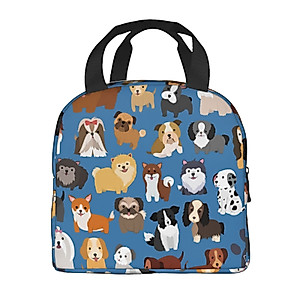 VOOHDDY Cute Dog Puppy Insulated Lunch Bag For Men Women Reusable Lunch Box Container Waterproof Portable Cooler Thermal Tote Bag For Work Office Picnic Beach Travel