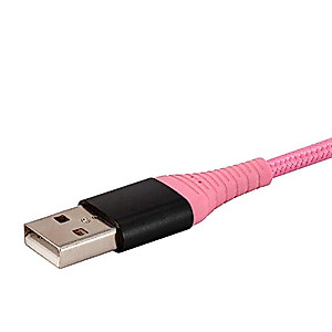 Monoprice USB 2.0 Micro B to Type A Charge and Sync Cable - 3 Feet - Pink | Durable, Kevlar-Reinforced Nylon-Braid - AtlasFlex Series