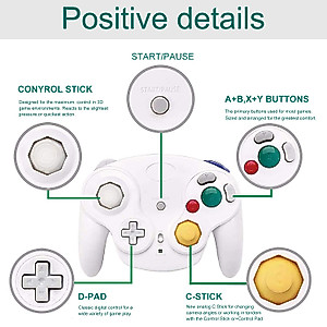 TOOPONE Wireless Gamecube Controllers, Classic Gamecube Wavebird Wireless wii Controller Remote Gamepad Joystick for Nintendo Gamecube Console, Compatible with Wii (Black and White)