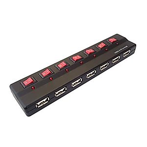 PremiumCord USB Hub 7 Port with Power Supply and Power Switch, USB 2.0 High Speed, Up to 480 Mbit/s