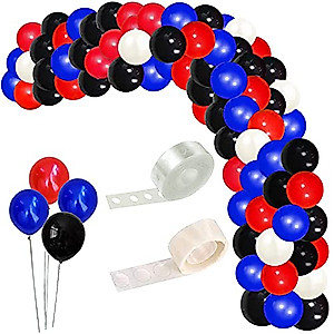 Blue Red Black White Balloon Garland Arch Kit, for Boy Birthday Baby Shower Graduation Party Decorations