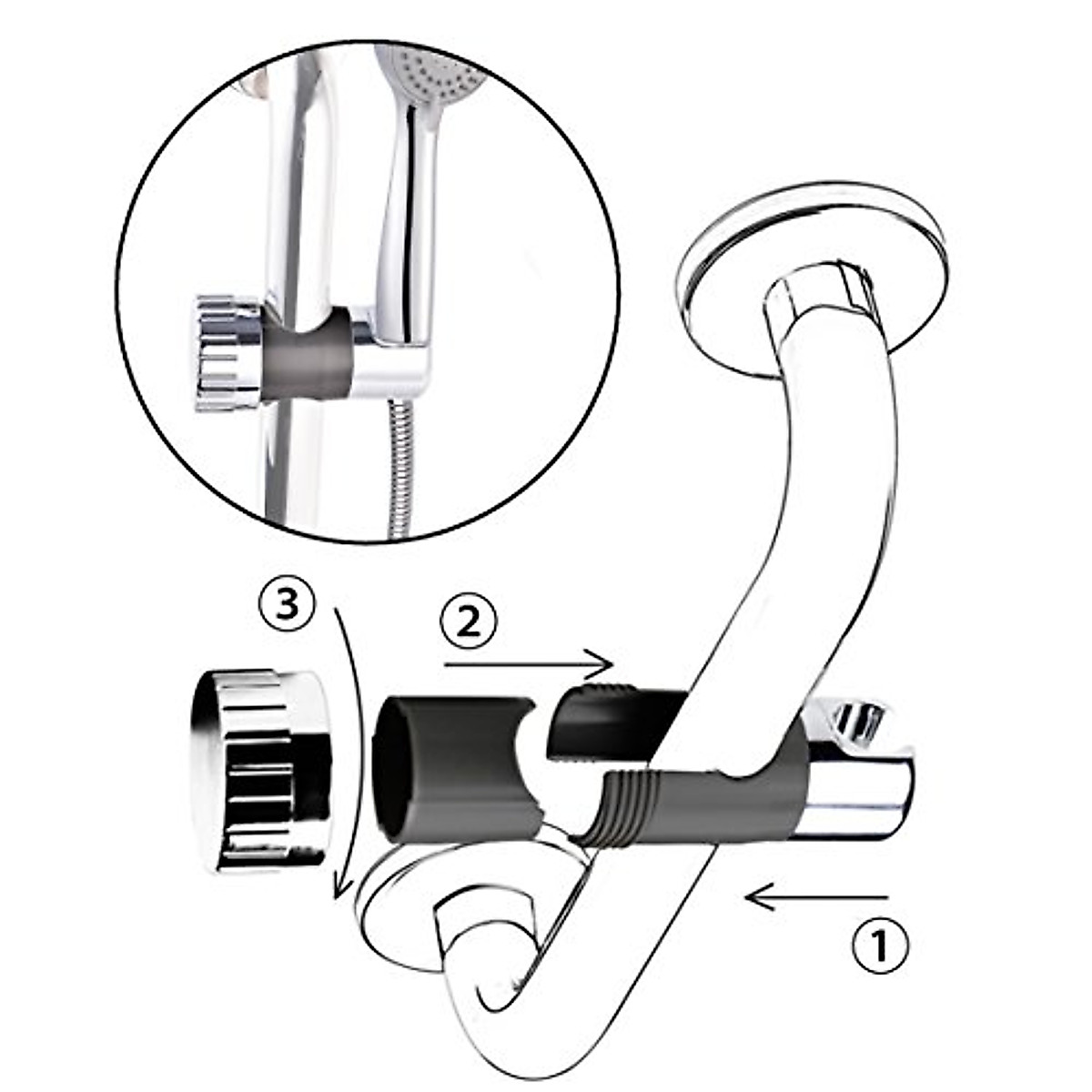 YOO.MEE ADA Grab Bar Hand Shower Bracket, ONLY FIT DIAMETER 1.25'' (32mm) Safety Grab Rail, Split-type design in 5 seconds Easy Installation