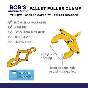 BISupply Pallet Puller Clamp, 6,000 lb pound Pulling Capacity, Pallet Grabber Hook Puller Tool for Forklift Chain