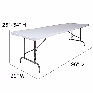Flash Furniture 8-Foot Height Adjustable Granite White Plastic Folding Table