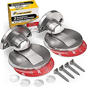 Magnetic Door Stoppers for Bottom of Door 2pcs - Magnetic Door Stops Floor Mount - Magnetic Door Holder Door Catcher - Door Stopper Wall Protector - Door Stop Heavy Duty - Magnetic Doorstop