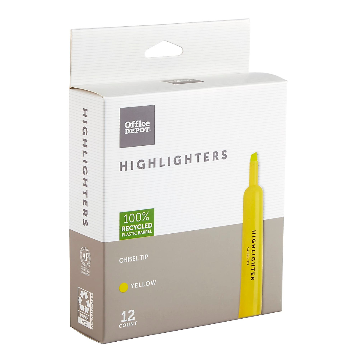 Office Depot Chisel-Tip Highlighter, Fluorescent Yellow, Pack Of 12, 0