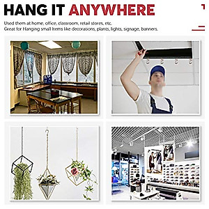 Hilitchi 30Pcs Heavy Duty Ceiling Hook Clips and Metal T-Bar Track Clip Suspended Ceiling Hooks Grid Clips for Home Hanging Plants Decorations and Classrooms & Offices, Holds up to 10 lbs