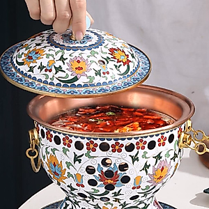 Chafing Dishes Single Person Copper Hot Pot Old Beijing Copper Stove Hot Pot Household Instant Boiled Mutton Pot Commercial Alcohol Meal Hot Pot (Color : A, Size : 19.2 * 23cm)