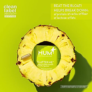 HUM Flatter Me Gut Health Supplement for Daily Bloating Relief - 18 Full Spectrum Digestive Enzymes to Support Food Breakdown + Ginger, Fennel Seed & Peppermint for Nutrient Absorption (60 Capsules)