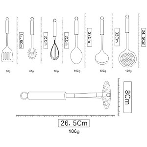 Cooking Utensils Set 8 Piece, Stainless Steel Kitchen Utensils Set with Utensil Holder, Kitchen Tool Set and Caddy
