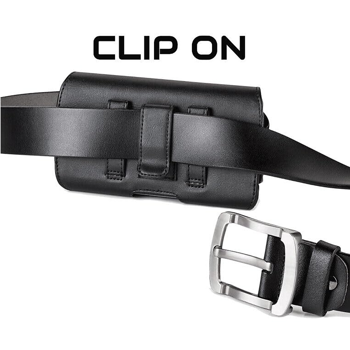 For Motorola Edge 30 Fusion, Moto G7 Plus, Moto G7, Moto G7 Optimo, G7 Play, ThinkPhone, Moto G5 Plus G5S Plus, Moto G6, G6 Play, G6 Plus, One Zoom, Leather AGOZ Pouch Case Holster Belt Clip and Loops