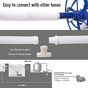 YSMJ Upgraded Automatic Pool Cleaner Swimming Pool Vacuum Cleaner for Above Ground In-ground Pool Powerful Suction Pool Sweeper with 16 Hoses Low Noise Easy Assemble