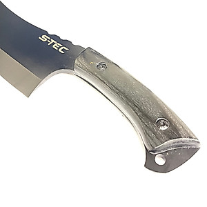 12" Fixed Blade Hunting Cleaver Knife I 7.5 inch Blade I Natural Wood Handle I Outdoor & Sport I Camping I Hunting I Nylon Sheath I (Black/Black)