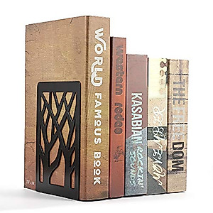 Metal Bookends for Heavy Books - Book Ends, Bookends for Shelves, Bookend Supports on Office Desk, Book Shelf Holder Home Decorative, Bookend Supports, Book Stoppers (Black-1pair)