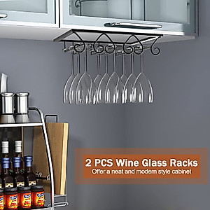 Wine Glass Rack Under Cabinet, 2 Pack Wine Glass Rack, Wine Glass Holder Under Shelf, 3 Rows Hanging Wine Glasses Holder Under Cabinet, Stemware Glass Rack Inside Cabinet for Kitchen Bar