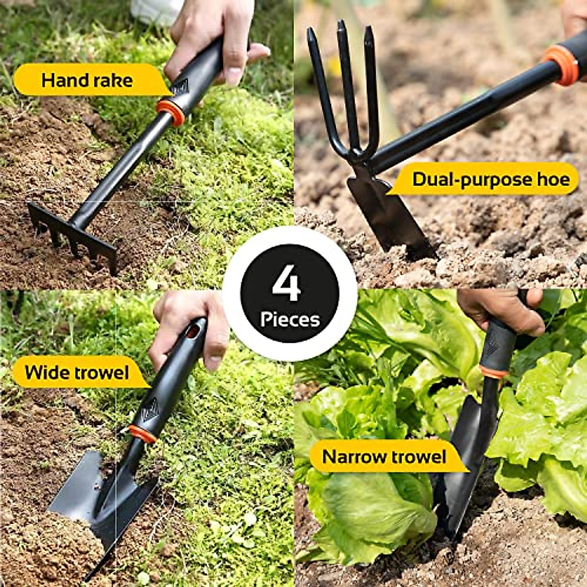 Baums Life Garden Tools Set Heavy Duty Gardening Set 4 Piece Succulent Tools Kit Garden Hand Tools Gift Sets for Women, Men, Gardener, Growers (4PCS)