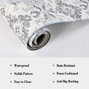 Jabogrii Kitchen Rugs Set 2 Piece Cushioned Anti Fatigue Mats PVC Non Slip Waterproof Kitchen Runner Rug Comfort Standing Foam Mat for Floor, Sink, Laundry 17.3"X47"+17.3"X29"