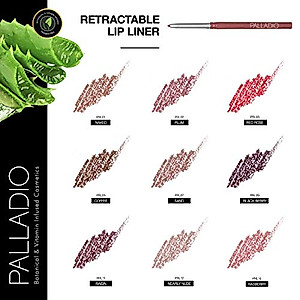 Palladio, Retractable Waterproof Lip Liner High Pigmented and Creamy Color Slim Twist Up Smudge Proof Formula with Long Lasting All Day Wear No Sharpener Required, Raspberry, 1 Count