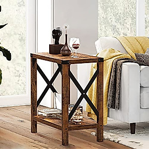 IDEALHOUSE Narrow End Table for Small Spaces, Rectangular Farmhouse Nightstand Sofa Side Table for Living Room, Bedroom, Lounge(Vintage)