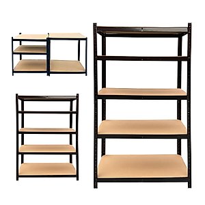 Vandise Garage Metal Shelving, Black Steel Storage Rack, 5 Adjustable Shelves Organizer, 2000 lb. Capacity, 7H x 30W x 12D inch, Pantry Shelves, Kitchen Shelves, Garage Shelving