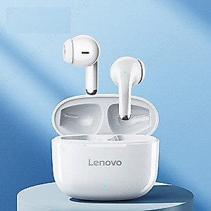 LP40 Pro TWS Earphones Wireless + Free Bag Handsfree Bluetooth 5.1 Sport Noise Reduction Headphones Touch Control Earbuds (White)