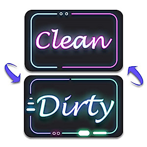 Kiterest Dishwasher Magnet Clean Dirty Sign Indicator- Double Sided with Bonus Magnetic Plate - Kitchen Dish Washer 3D Neon Light Clean Dirty Magnet for Dishwasher (neon)