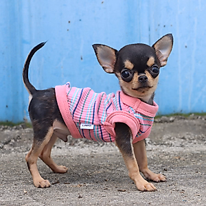 LOPHIPETS 100% Cotton Rib Dog Shirt Vest for Small Dogs Teacup Chihuahua Yorkie Puppy Clothes Tank Tee-Pink/XS
