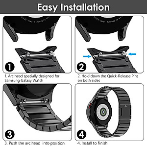 CHANCHY Stainless Steel Band for Samsung Galaxy Watch 7, No Gap Link Bracelet with Magnetic Clasp Metal Strap for Galaxy Watch 7 FE 6 5 4 Band 40mm 44mm 45mm 43mm 47mm 42mm 46mm for Men, Black