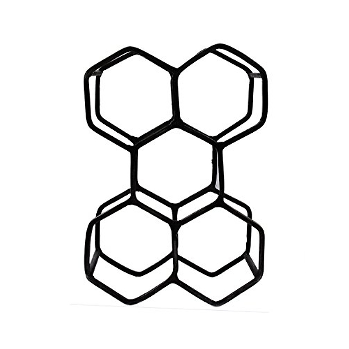 storeindya Wrought Iron Wine Rack Stand Bottle Holder with Natural Powder Coated in Carbon Black Iron Finish Holds up to Five Bottles