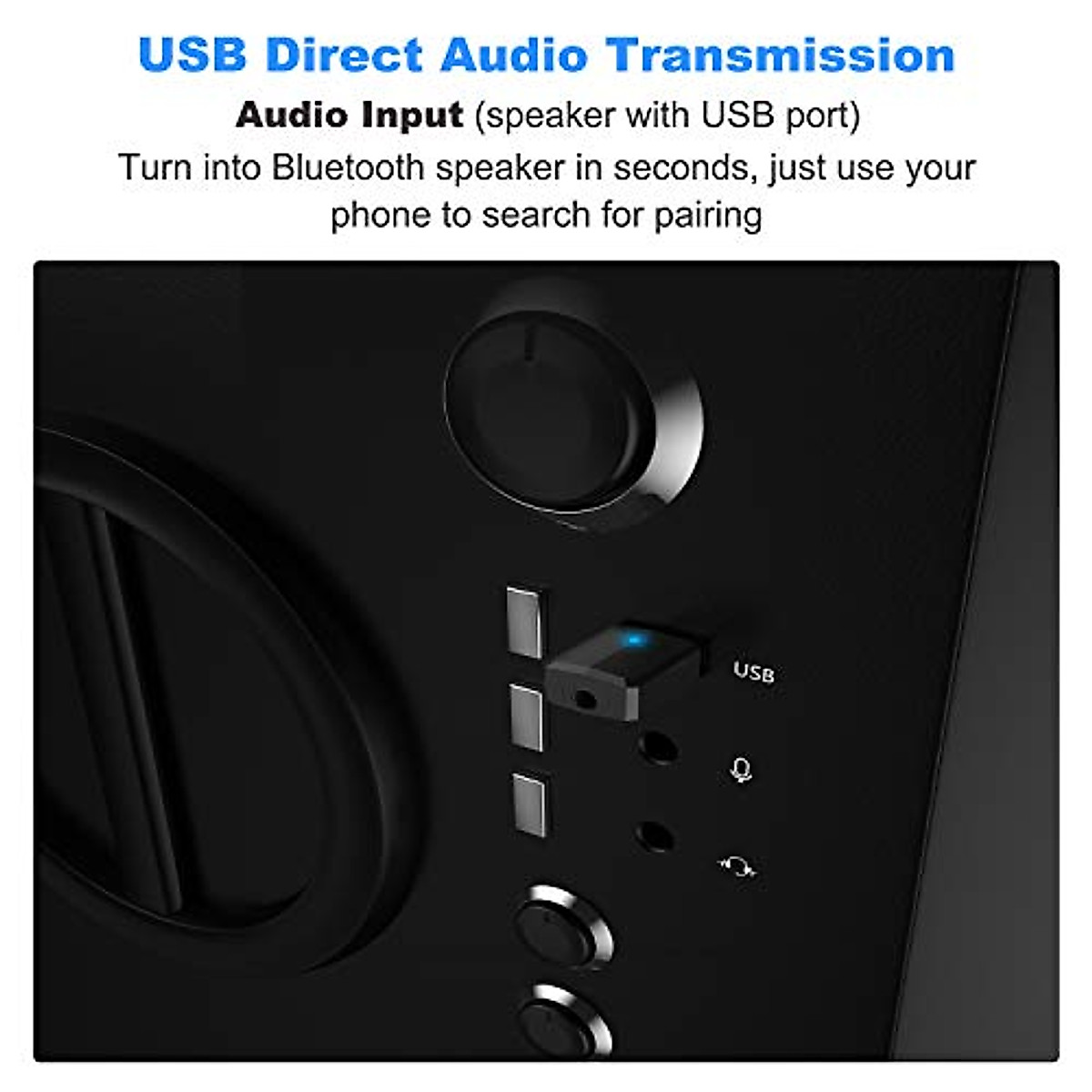 Isobel USB Bluetooth 5.0 Transmitter Receiver, 4-in-1 Mini Wireless Audio Adapter, 3.5mm Bluetooth AUX Adapter for TV PC Headphones Speakers Car/Home Stereo System, USB Power Supply