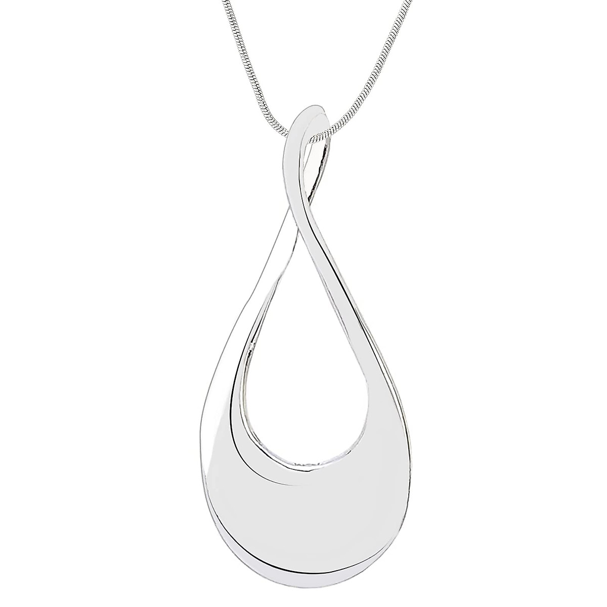 Madison Tyler Silver Classic Jewelry Collection | Teardrop Necklace with 18" Inch Snake Chain | Silver Earring Set (Teardrop Necklace Set)