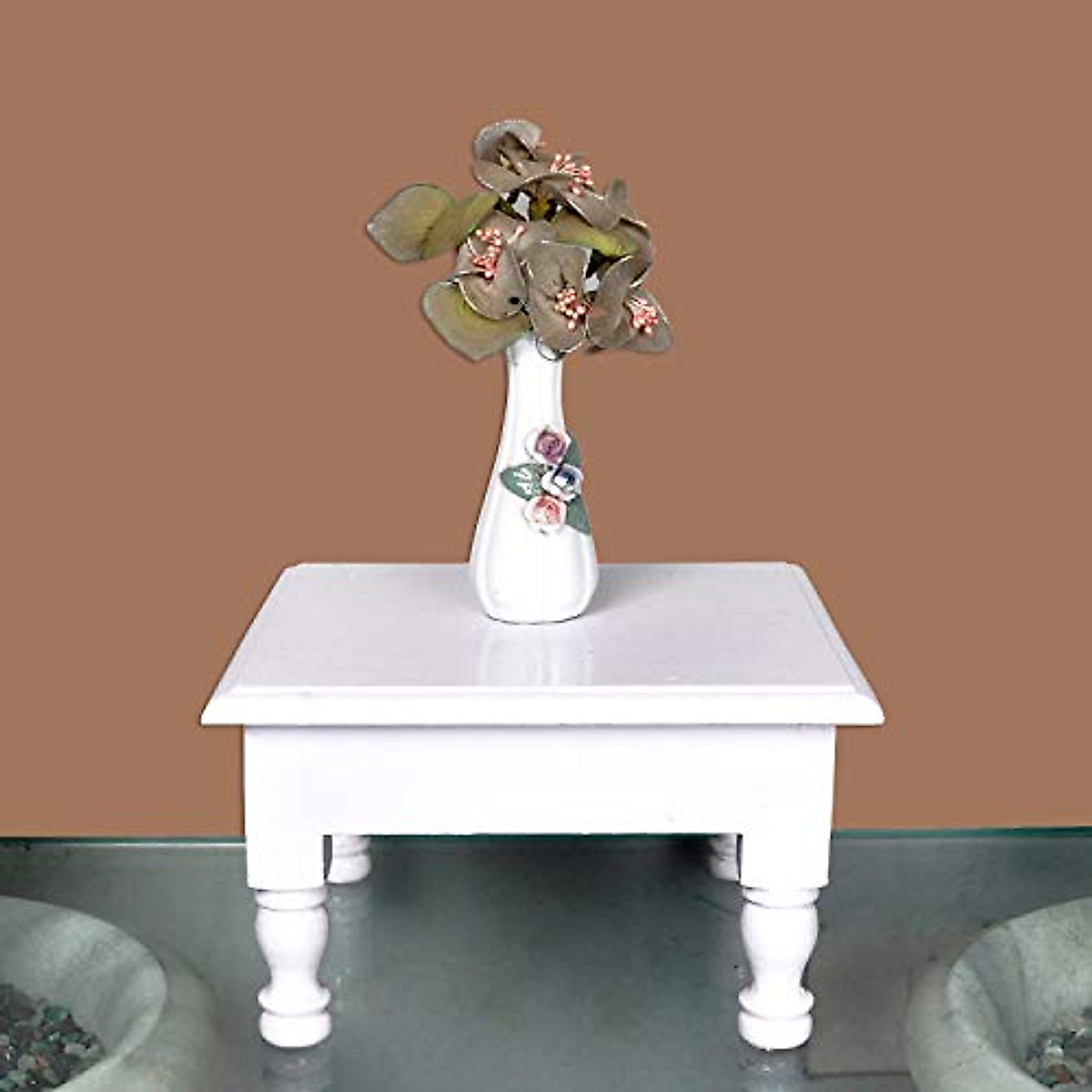 Lalhaveli Hand Painted end Table Wooden Rectangle Shape Puja Article Chowki Bajot Low High Stool (11X11X6 Inch)