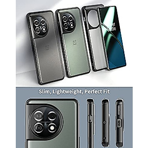 Feitenn for Oneplus 11 5G Case, PC+TPU Hard Back Shockproof Case Cover for Oneplus 11 5G Anti-Slip Matte Slim Protective Case Outdoor Daily (Black)